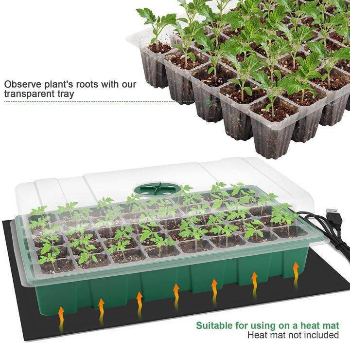 【Multifunction】 40-Cell Seed Trays Seedling Starter Tray with Humidity ...