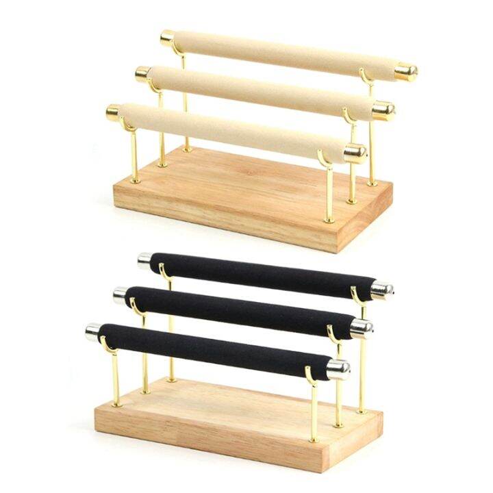 Wooden Jewelry Display Stand Ring Holder T-Bar Display Bracelets ...