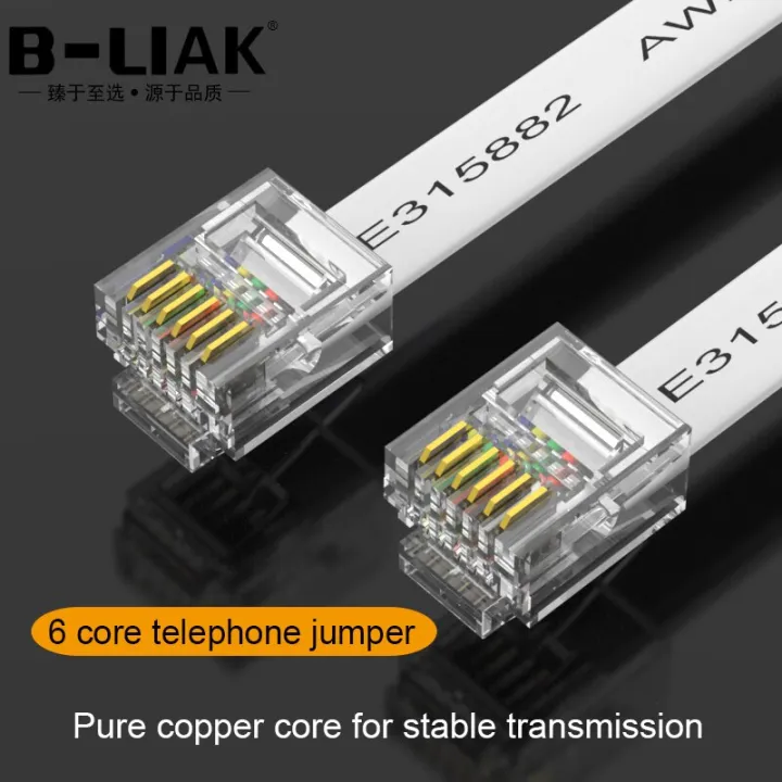 Telephony Rj12 Flat Cable Rj11 6P6c Extension Cord6 Core Cable 6P6C Cable Plugrj11telephone ...