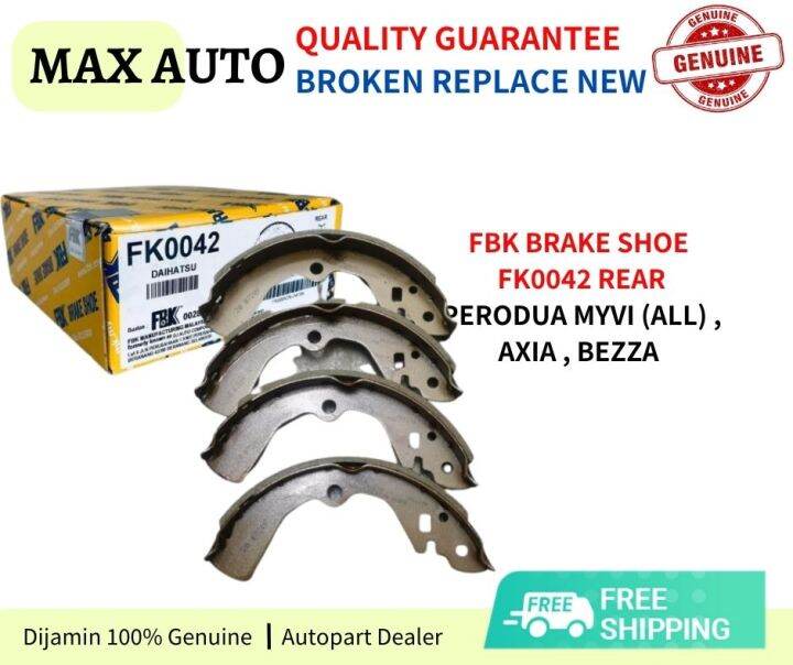 Brake Shoe FBK FK0042 Rear For Perodua Myvi (ALL) Axia Bezza | Lazada