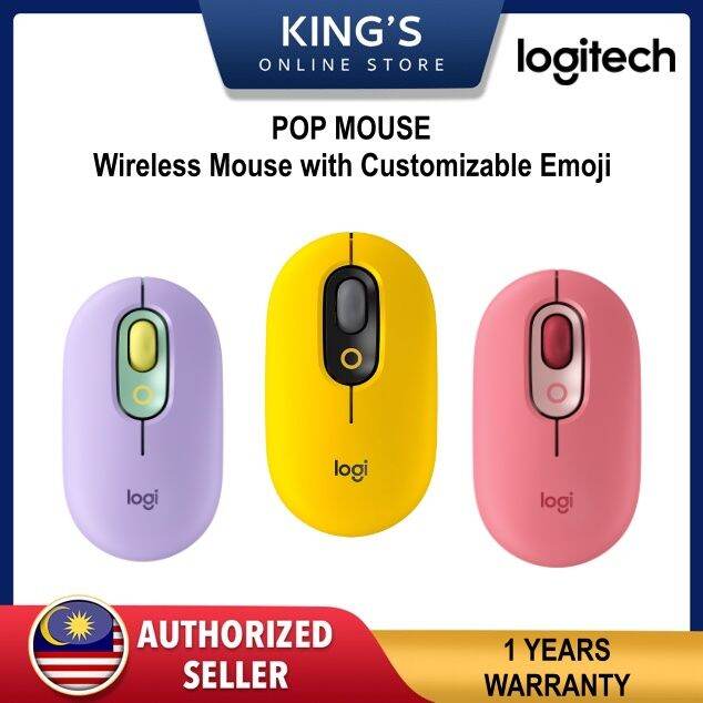 Logitech POP Mouse Wireless Customisable Emojis SilentTouch Technology ...
