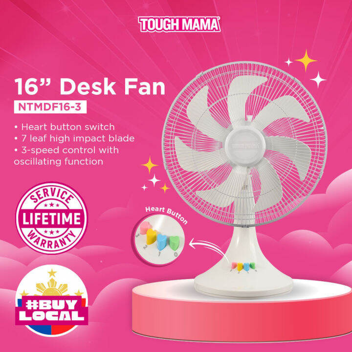 Tough Mama NTMDF16-3 LUV WHITE Luv Series Electric Desk Fan White Heart ...
