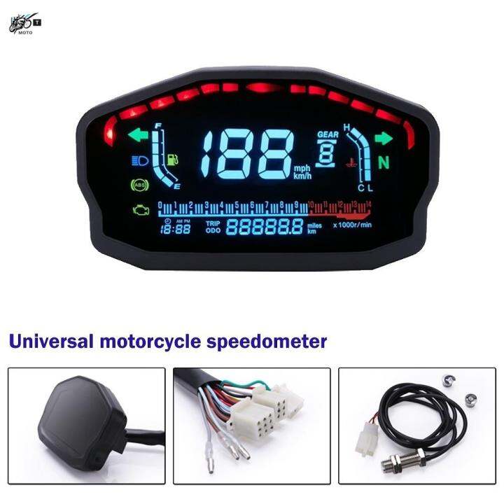 【T-Moto】 Motorcycle Universal LED LCD Speedometer For 124 Cylinders ...