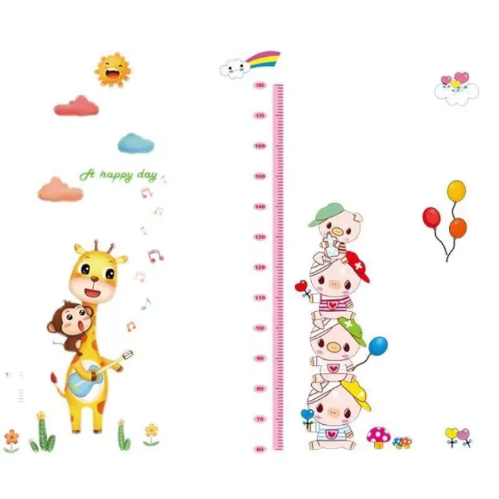 Kids Height Measure Wall Stickers Removable Cartoon Hanging Wall paper ...