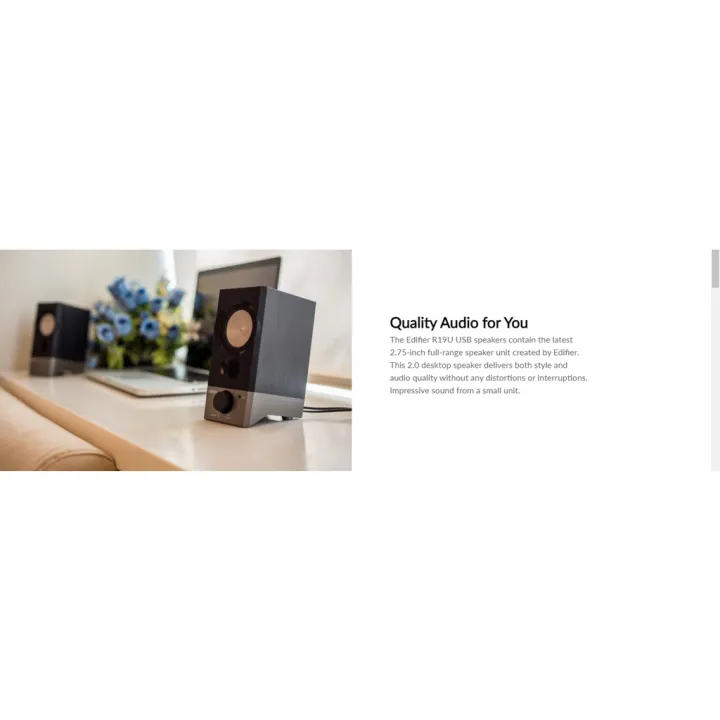 Edifier R19U Compact 2.0 Speakers Powered by USB Supports Windows 10 ...