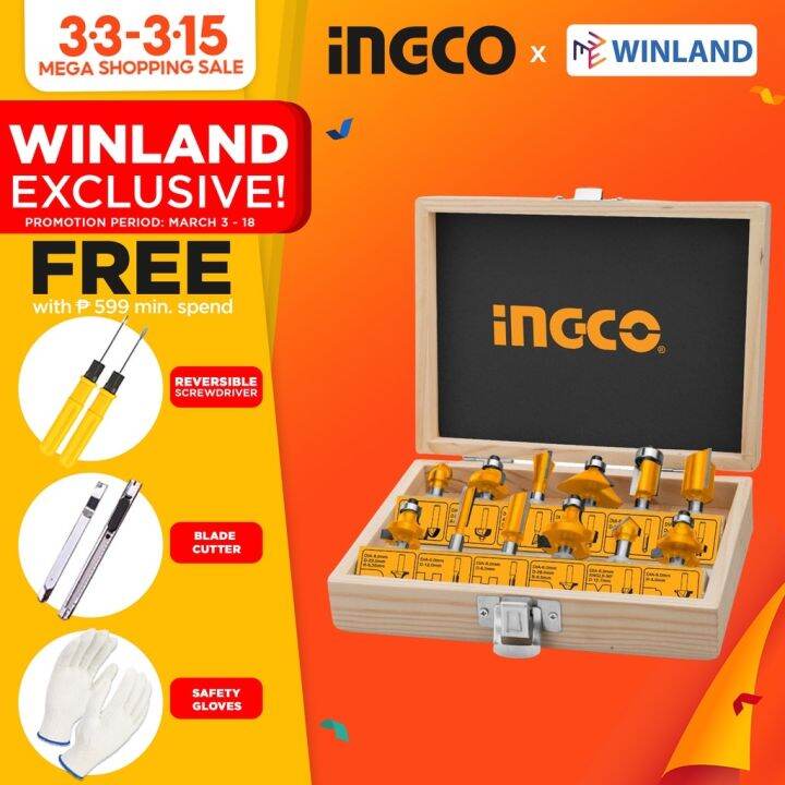 INGCO by Winland Router Bits SET 12PCS/SET 1/4 (6mm) AKRT12141 | Lazada PH