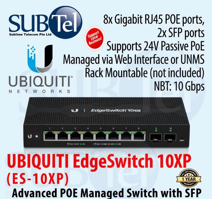 ES-10XP Ubiquiti Networks EdgeSwitch 10XP 10-Port Gigabit PoE Switch ...