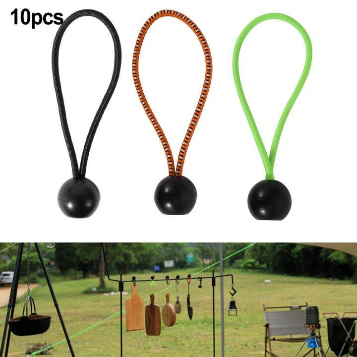 Camping Tent Awning Elastic Cord Ball Strap Flag Pole Clips Outdoor ...