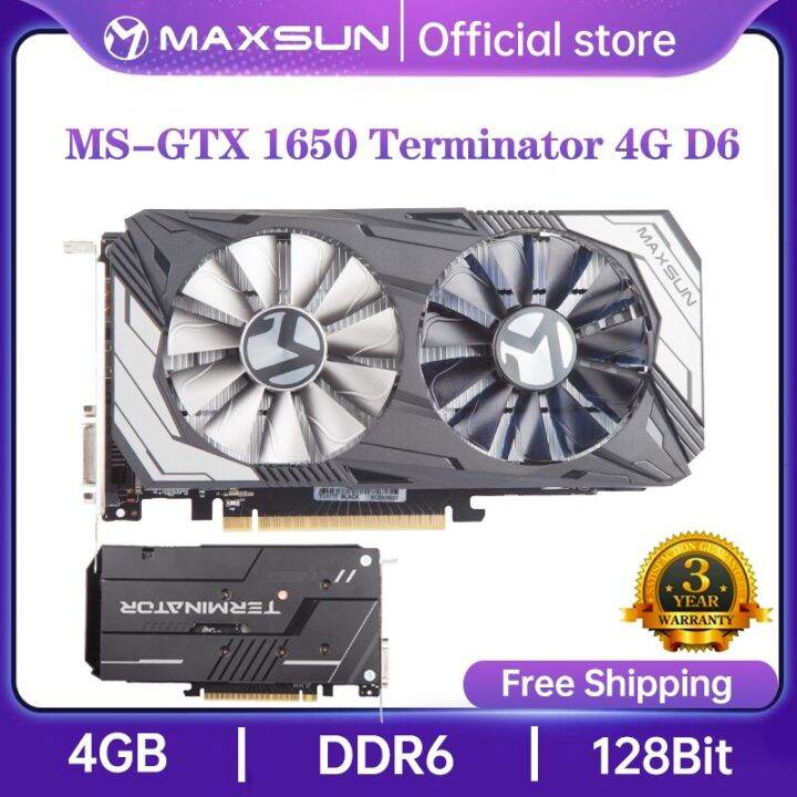 1 MAXSUN Full New GTX 1650 Terminator 4GB กราฟิกการ์ด Nvidia GDDR6การ์ด ...