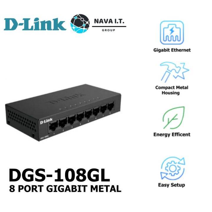 D-LINK DGS-108GL 8 PORT GIGABIT METAL UNMANAGED DESKTOP SWITCH ประกัน ...