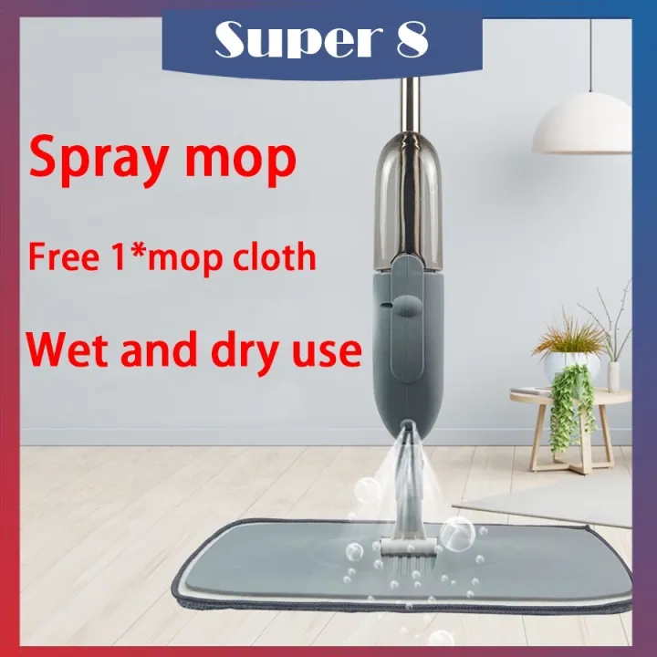mop with sprayer Super8 Spray Mop With Spinner Map Floor Cleaning 360 ...