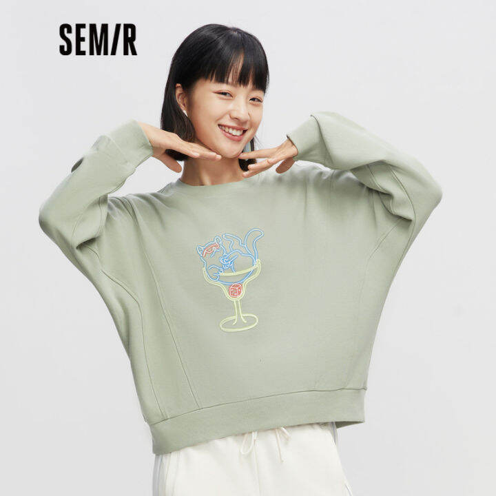 Semir เสื้อยืดผู้หญิงออกแบบความรู้สึก H Oodies O Versize การ์ตูน2022รอบคอวางไหล่ถัก Bottoming ...