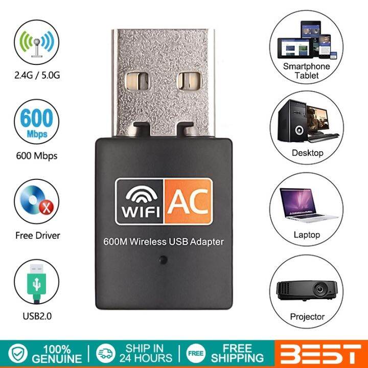 600Mbps USB Wifi Dongle Wireless Adapter 2.4G/5GHz Dual Band Mini ...