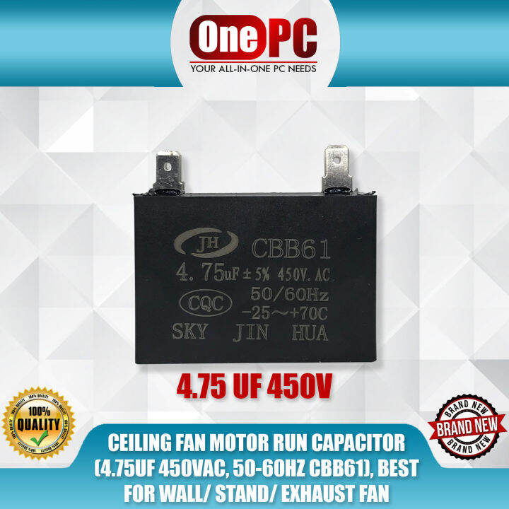 CEILING FAN MOTOR RUN CAPACITOR (4.75UF 450VAC, 50-60HZ CBB61), BEST ...
