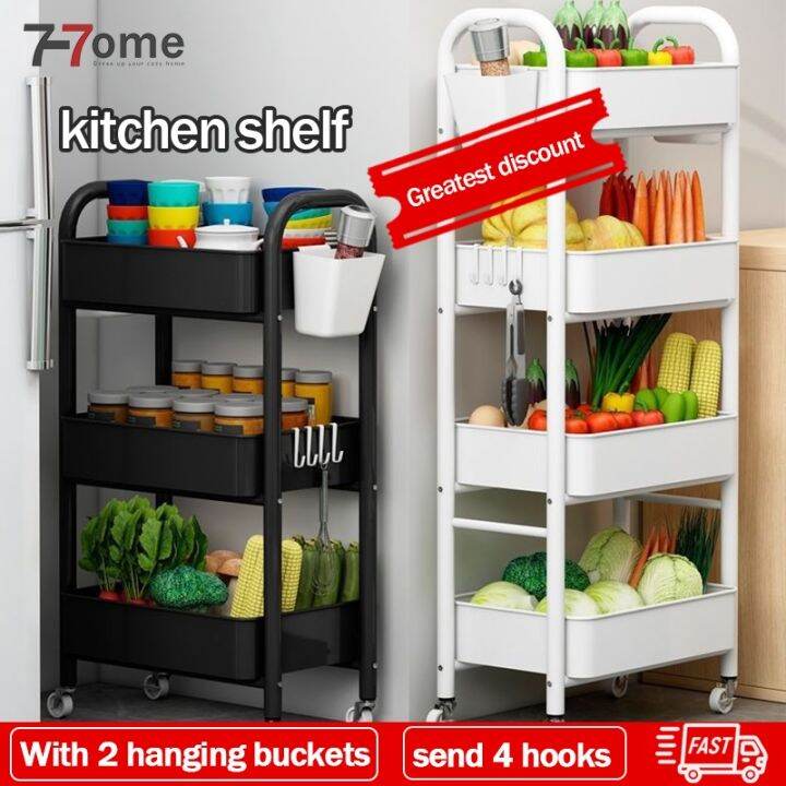 Kitchen Trolley Shelf Removable Storage Cart Organizer Multilayer ...