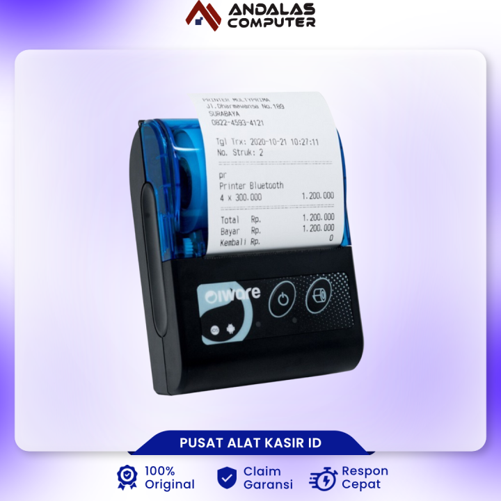Printer Mini Kasir Iware Bluetooth 2D Mobile Thermal Receipt Printer ...