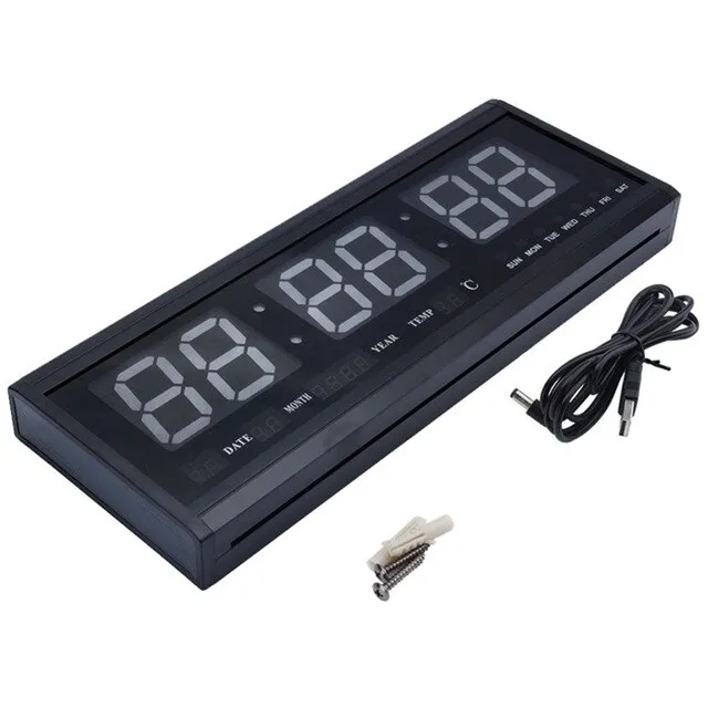 48Cm Digital Wall Clock Big LED Time Calendar Temperature Desk Table ...