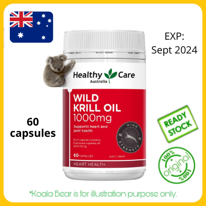 Healthy Care Australia Wild Krill Oil 1000mg (60 Capsules) Supports ...