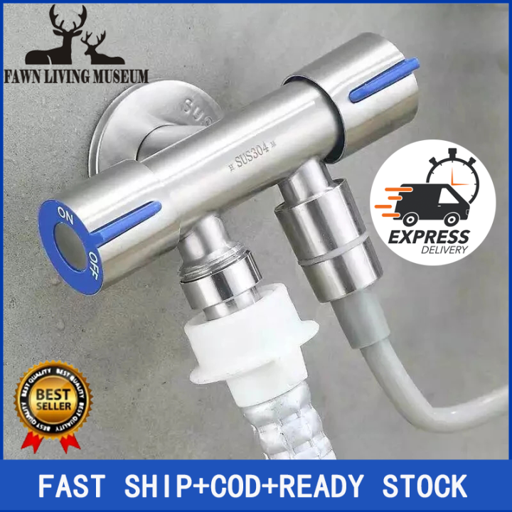 G1/2 304Stainless Steel Triangle Valve One Into Two Out Double Water ...