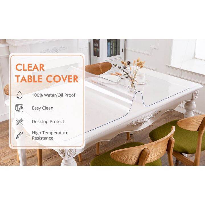 PVC Clear Plastic Table Cloth Cover Transparent Dining Table Soft Glass ...