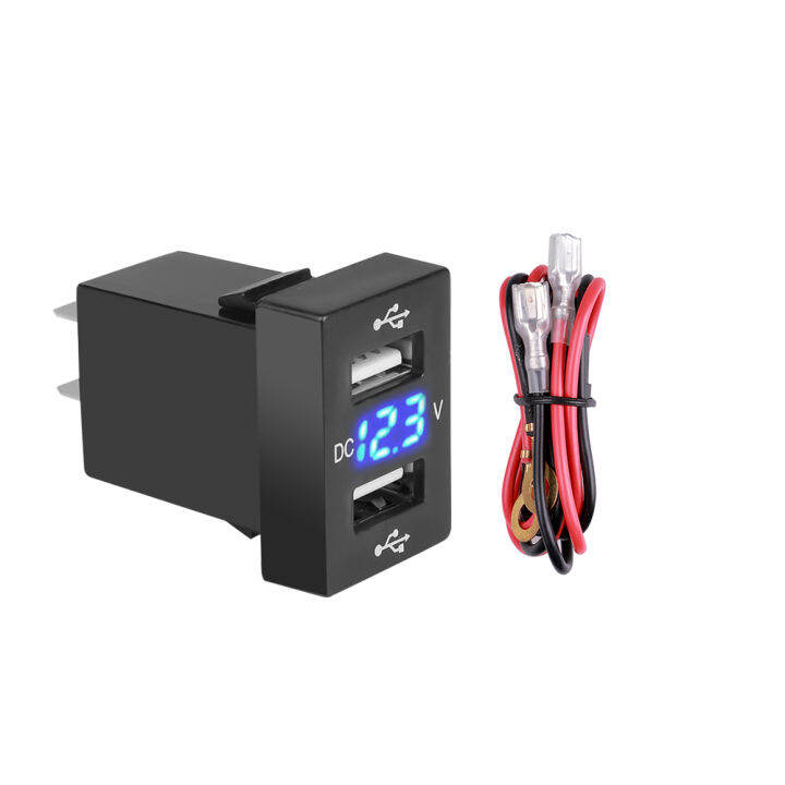 โวลต์มิเตอร์ LED QC3.0อะแดปเตอร์ไฟ12V,ที่ชาร์จในรถยนต์ USB คู่พร้อมจอแสดงผลแรงดันไฟฟ้าดิจิตอล ...