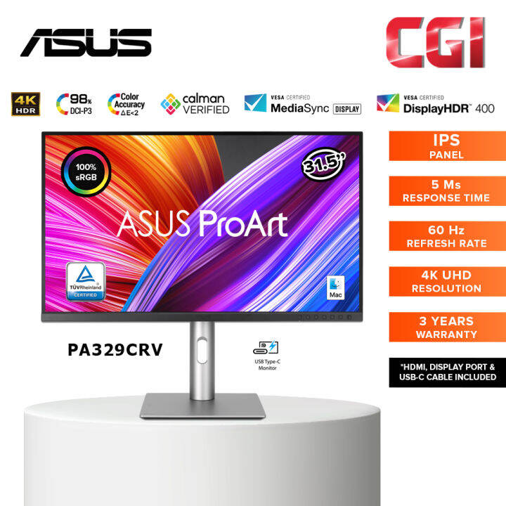 Asus 32" Proart PA329CRV IPS 4K HDR 60Hz 5ms USB-C Daisy Chain Eye Care ...