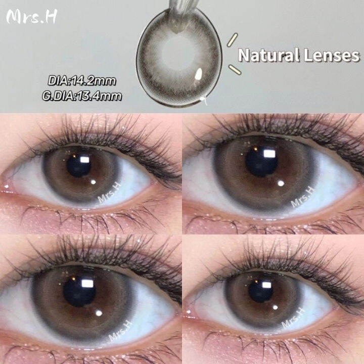 Mrs.H New Series Rose Grey Brown Colored Contact Lens Natural Soft ...