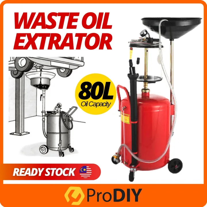 80L Portable Oil Waste Drain Extractor Tank Air Operated Drainer Heavy ...