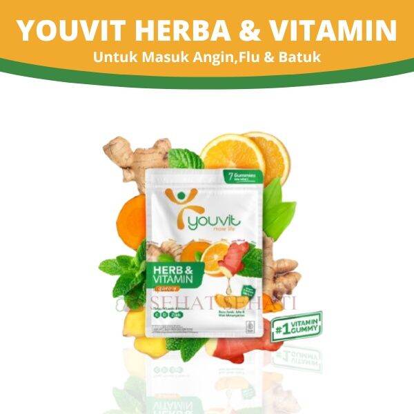 Youvit Herbal Vitamin Mencegah Flu & Batuk Masuk Angin - 7 Gummy ...