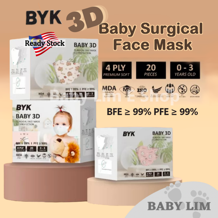 [Ships in 24H] BYK Medical Disposable 3D+ 4Ply Mask (20pcs)– For Baby ...