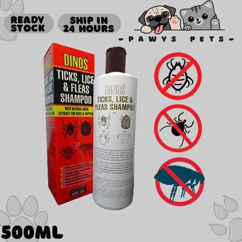 Dinos Ticks , Lice & Fleas Shampoo 500ML - (Dog Shampoo / Tick Flea Shampoo / Dog Care / 狗肥皂 ...