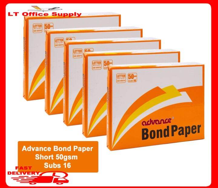 1 ream Advance bond paper 50gsm subs 16 500sheets | Lazada PH