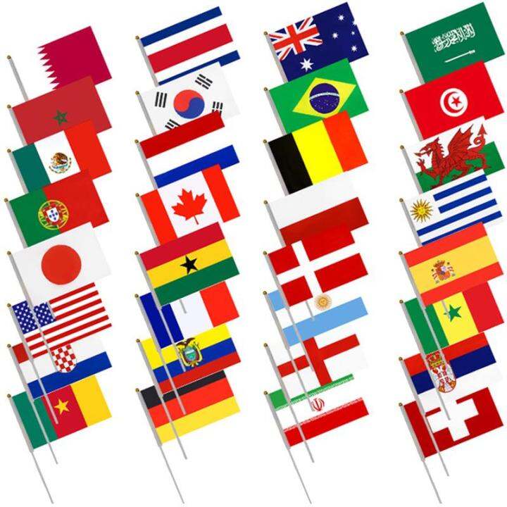 32 Countries Hand Held Small National Flag With Poles International ...