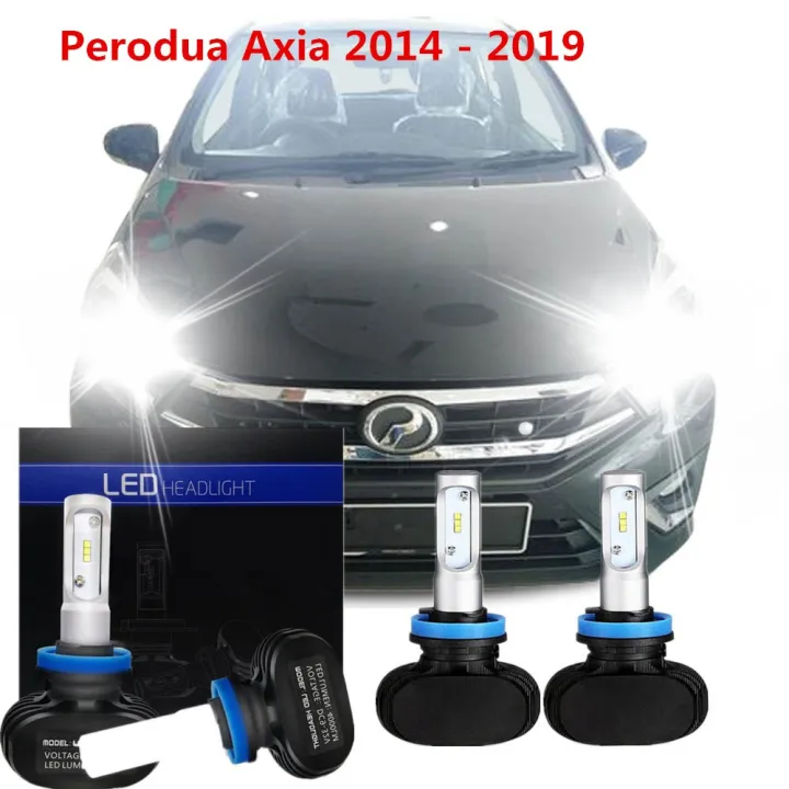 Bright H11 LED Head Lamp Headlights for Perodua Axia 2014 - 2019 Head ...