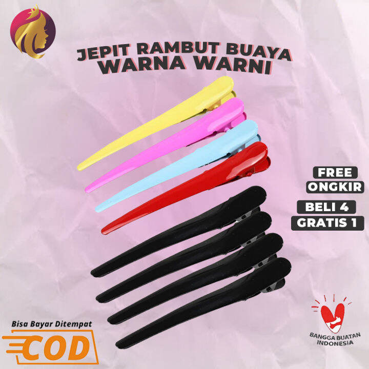 Jepit Rambut Buaya warna warni Beli 4 Gratis 1 | Lazada Indonesia
