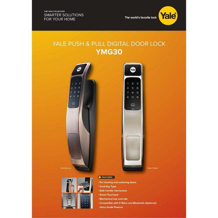 Yale YMG30 Push & Pull Biometric Fingerprint Digital Door Lock | Lazada