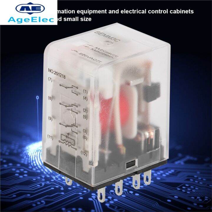 Age Elec 11-Pin Mini Power Electromagnetic Relay with 5A AC220V Rating ...