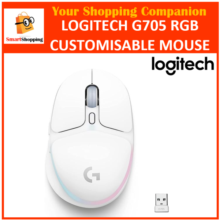 Logitech G705 Wireless RGB Lightspeed White Gaming Mouse 910-006369 2 ...
