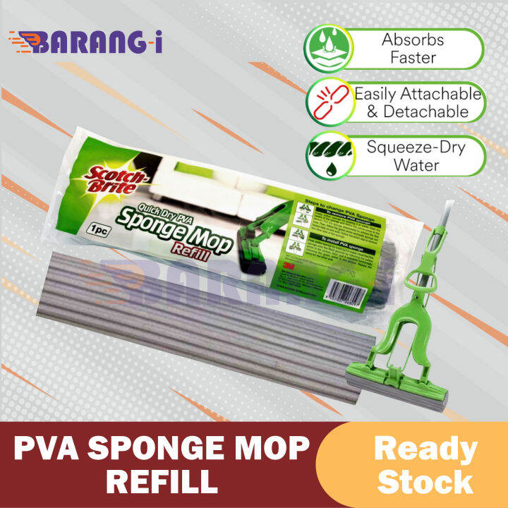 3M Scotch-Brite™ Quick Dry PVA Sponge Mop Refill 3M Scotch Brite Mop Refill Pack - PVA Sponge ...