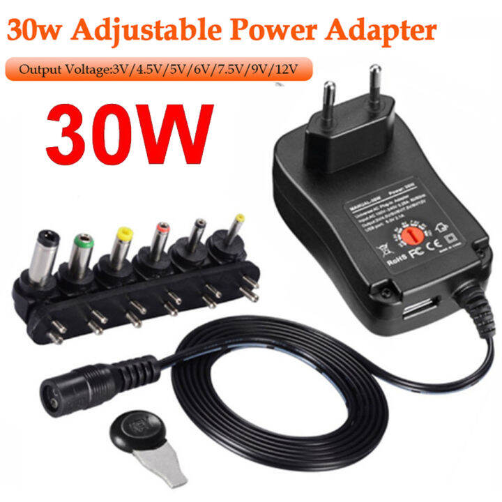 AC/DC Adapter Adjustable Supply 3V/4.5V/5V/6V/7.5V/9V/12V อะแดปเตอร์ ...