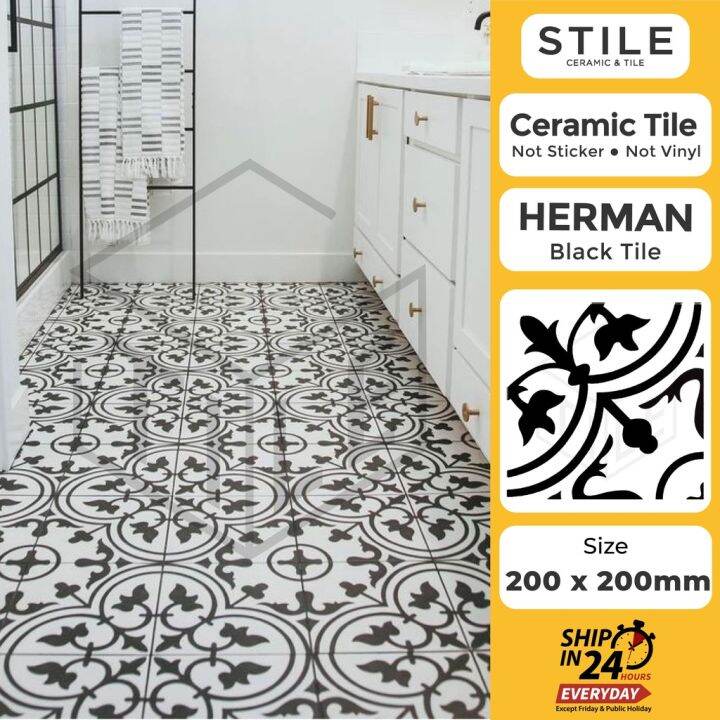 [REAL TILE] Herman Black Mosaic Tiles /Mozek/Ceramic Tiles/Mozek Bilik ...