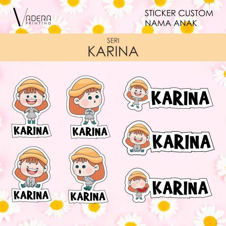 24-48 Stiker - Sticker Custom Nama Anak Seri KARINA Karakter Cewek Lucu ...