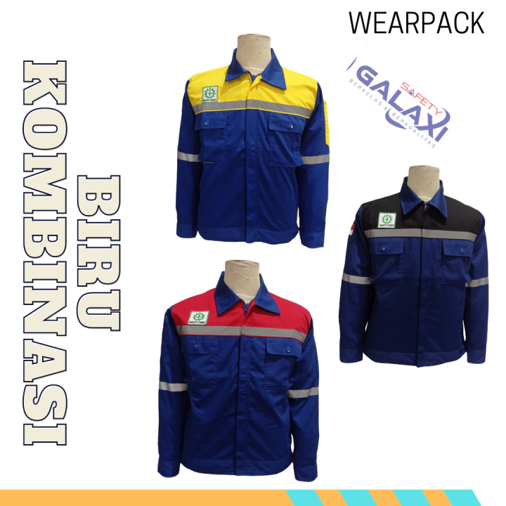 Wearpack Atasan/Kemeja /Baju kerja lapangan warna BIRU BENHUR KOMBINASI ...