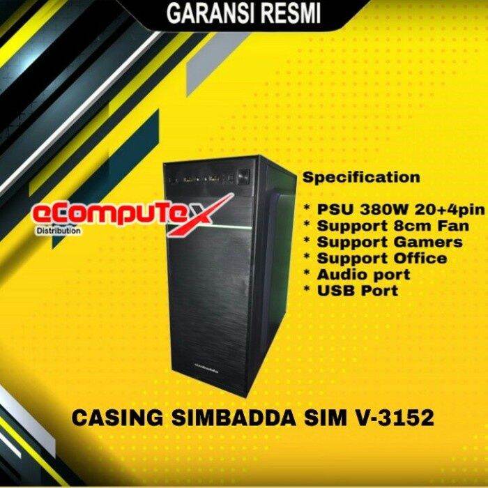 CASING PC KOMPUTER SIMBADDA SIM V3152 / CASE V 3152 PSU 380W - RESMI | Lazada Indonesia