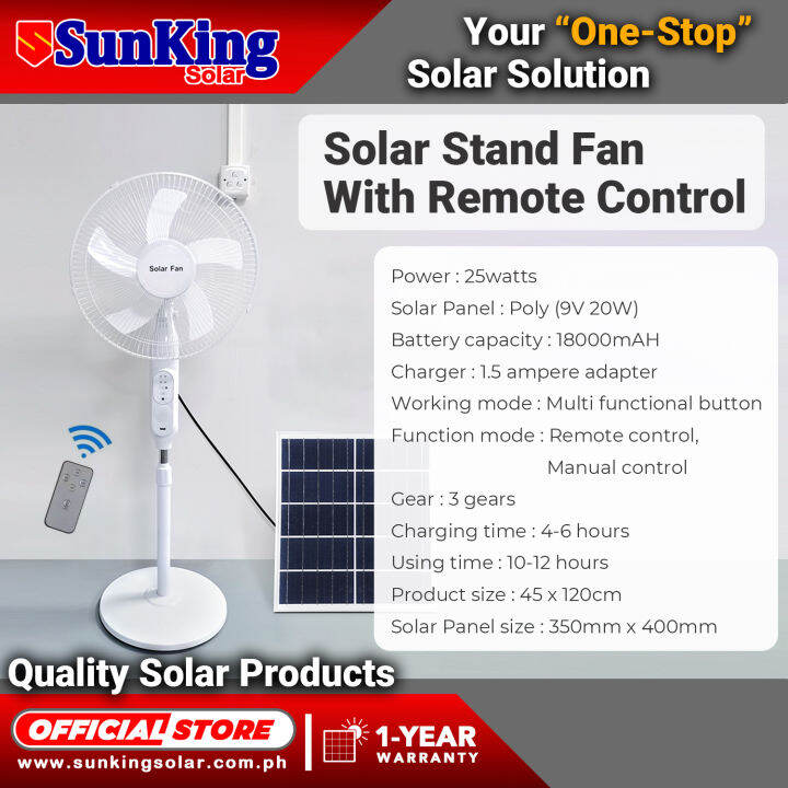 Multi Functional 16inch Solar Stand Fan with Remote Control ...