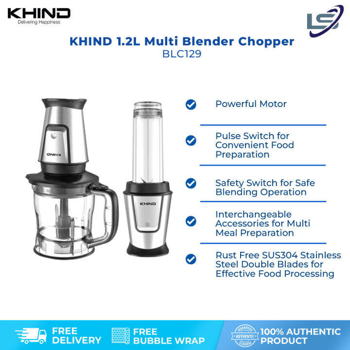 KHIND 1.2L Multi Blender Chopper BLC129 | FREE Citrus Juicer + Grinder ...