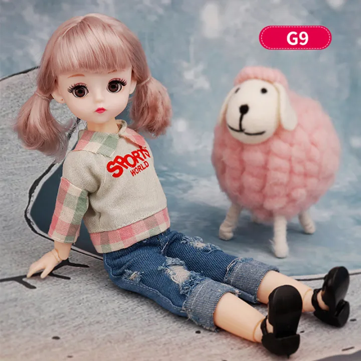 Aolaa 30cm 23 Movable Joint Dress Up Close Eyes Blinking Dolls with ...