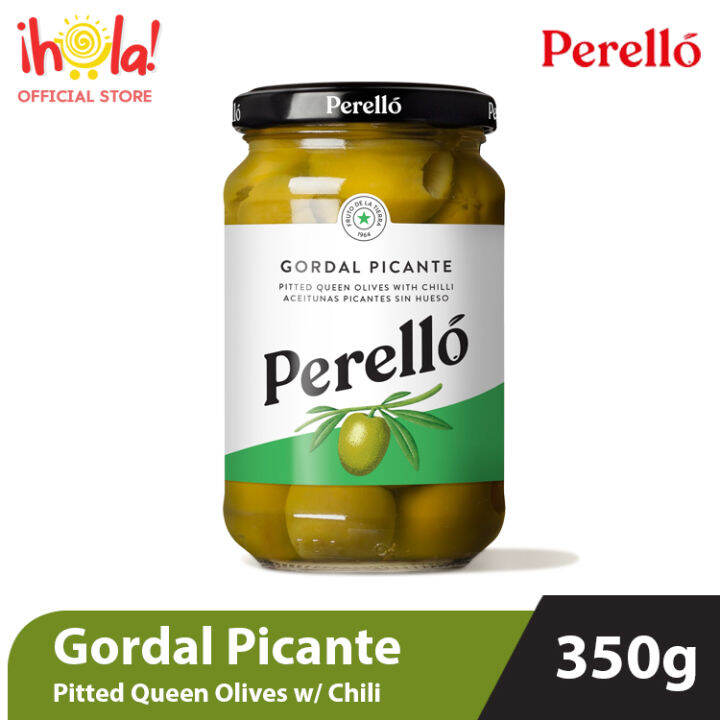 Hola Store PERELLO Gordal Picante Pitted Queen Olives with Chili 350g ...