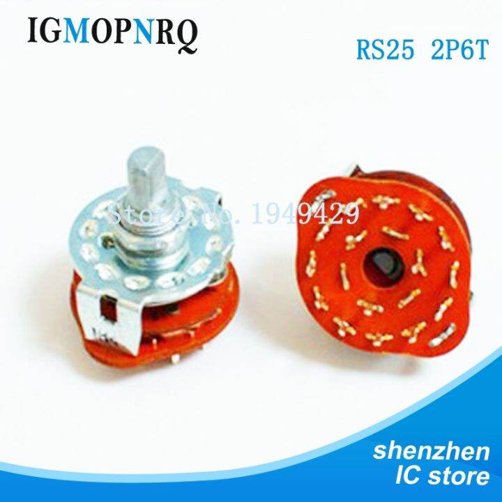 2PCS/LOT RS25 2P6T Potentiometer With Switch Shaft Panel Mount Rotary ...