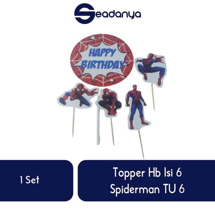 Topper HB Isi 6 Spiderman TU 6/Topper Spiderman/Hiasan Kue Tart/Hiasan ...